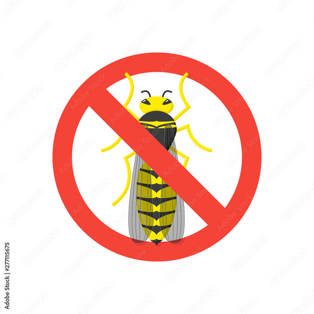 no insects! wasp and sign of ban Stock Vector | Adobe Stock