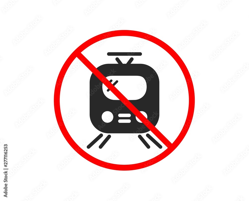 No or Stop. Train transport icon. Public transportation sign. Tram ...