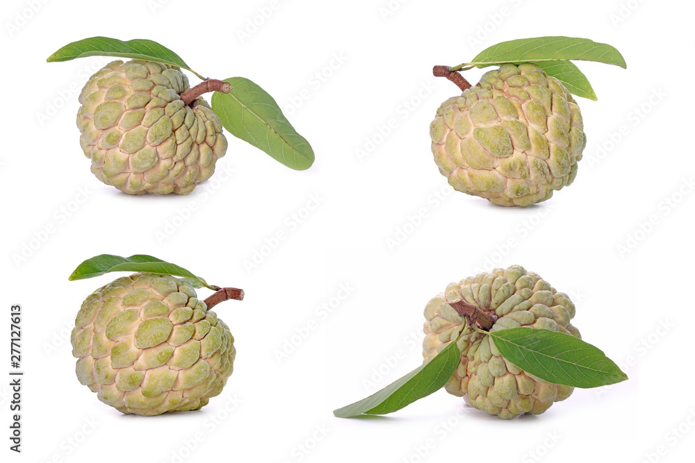 Set of Custard apples isolated on white background. The custard apple ...