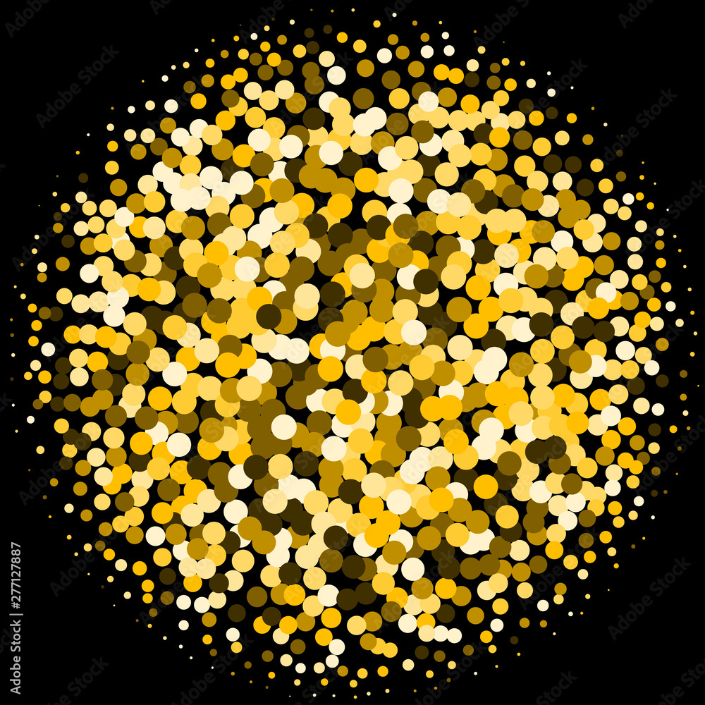 Luxury round glitter golden on black background. Gold glitter circle ...