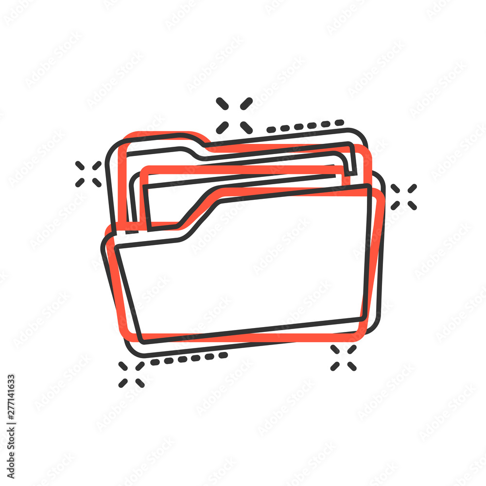 File folder icon in comic style. Documents archive vector cartoon ...