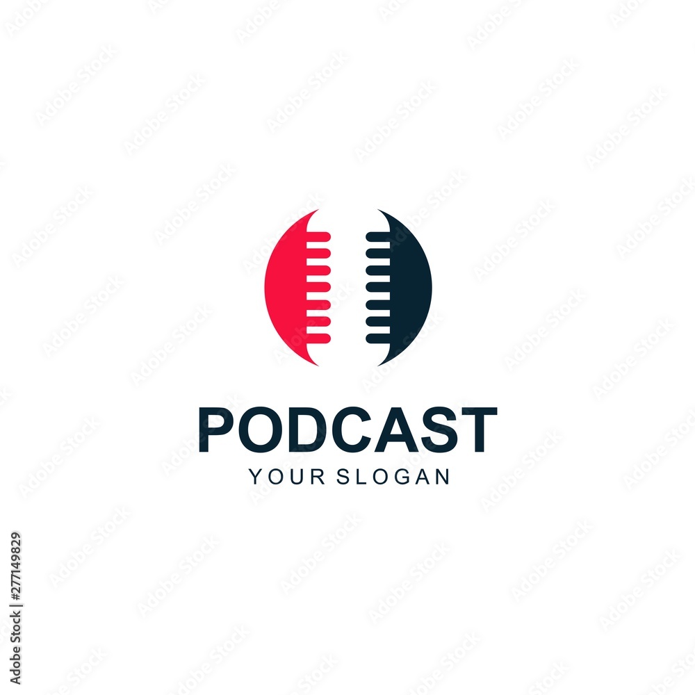 podcast logo template design vector Stock Vector | Adobe Stock