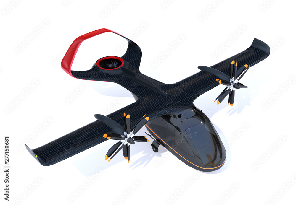 E-VTOL passenger aircraft isolated on white background. Urban Passenger ...