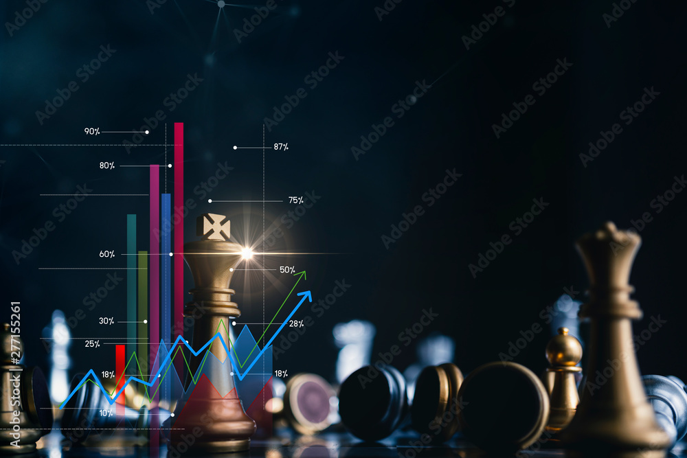 strategy competitive ideas concept with chess board game and financial ...