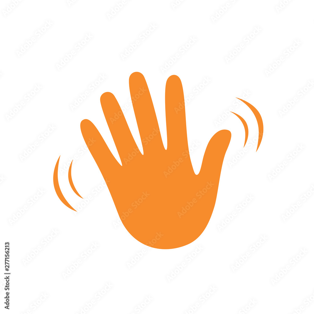 Hand wave waving hi or hello gesture flat vector icon for apps and ...