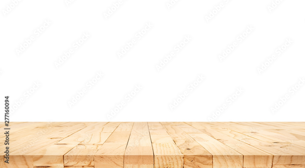 Beautiful texture wood table top texture on white background.For create ...