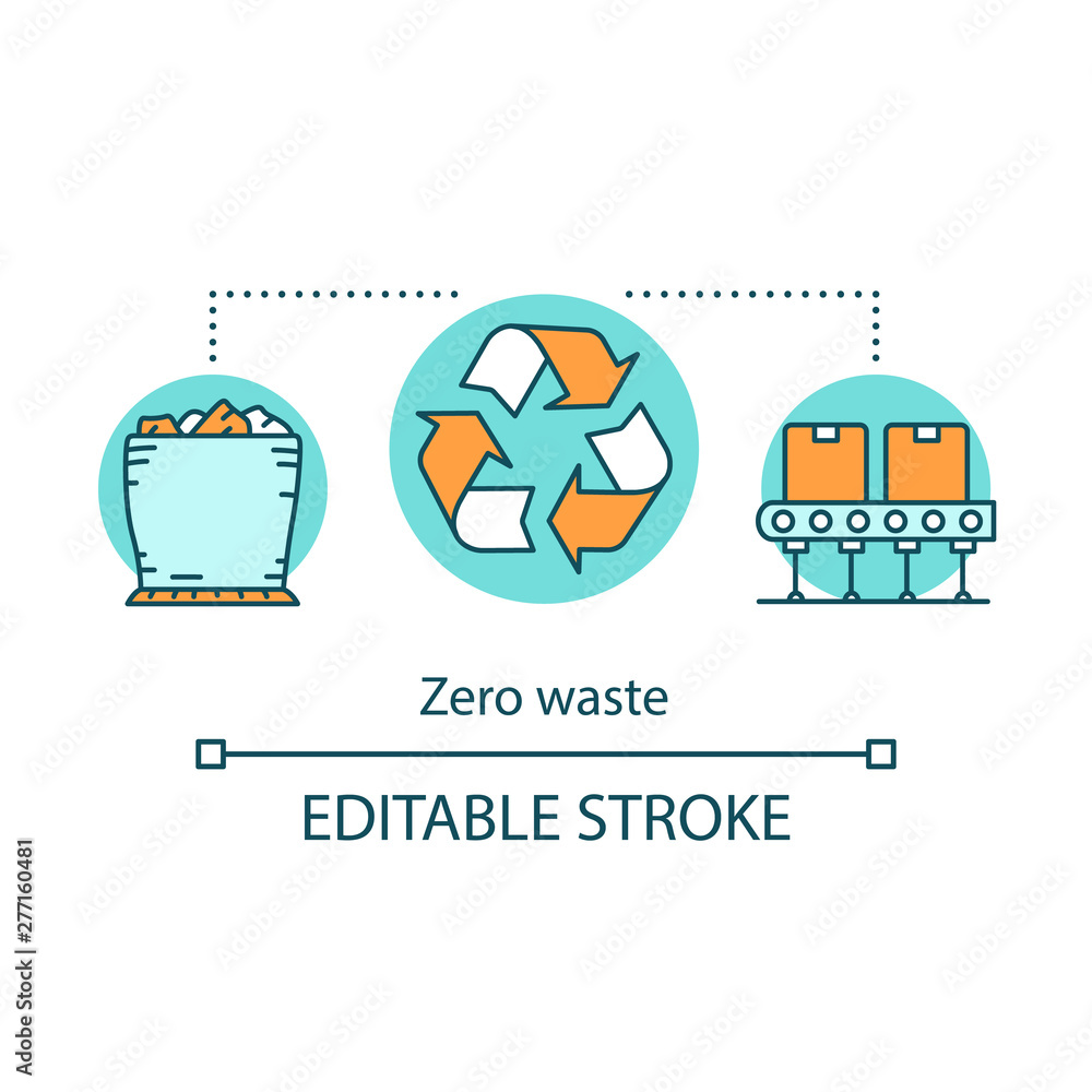 Zero waste manufacturing concept icon.Environment care. Garbage ...