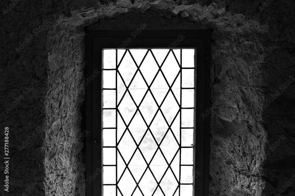 Gothic window of a medieval house - view through window (Germany ...
