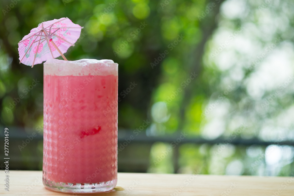 Iced pink sweet milk is a milk drink mix with sweet red water drink ...