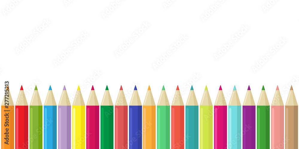 vector border of multicolored pencils for school isolated on white ...