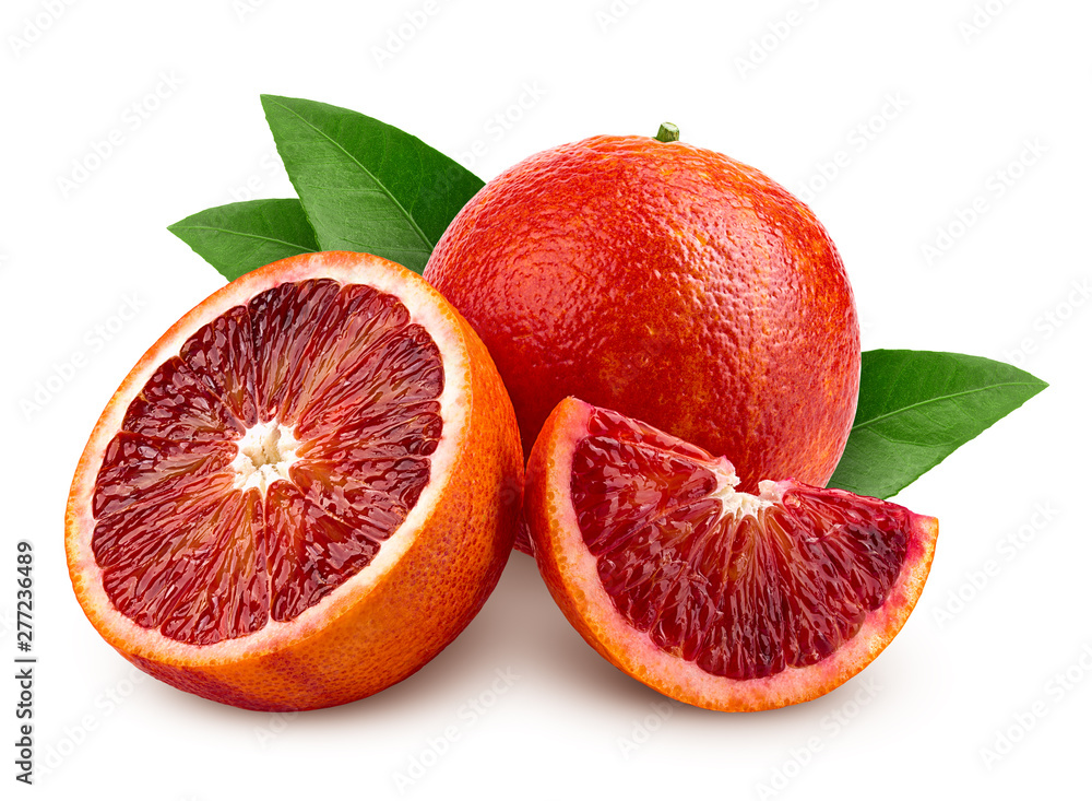 red blood orange, isolated on white background, clipping path, full ...