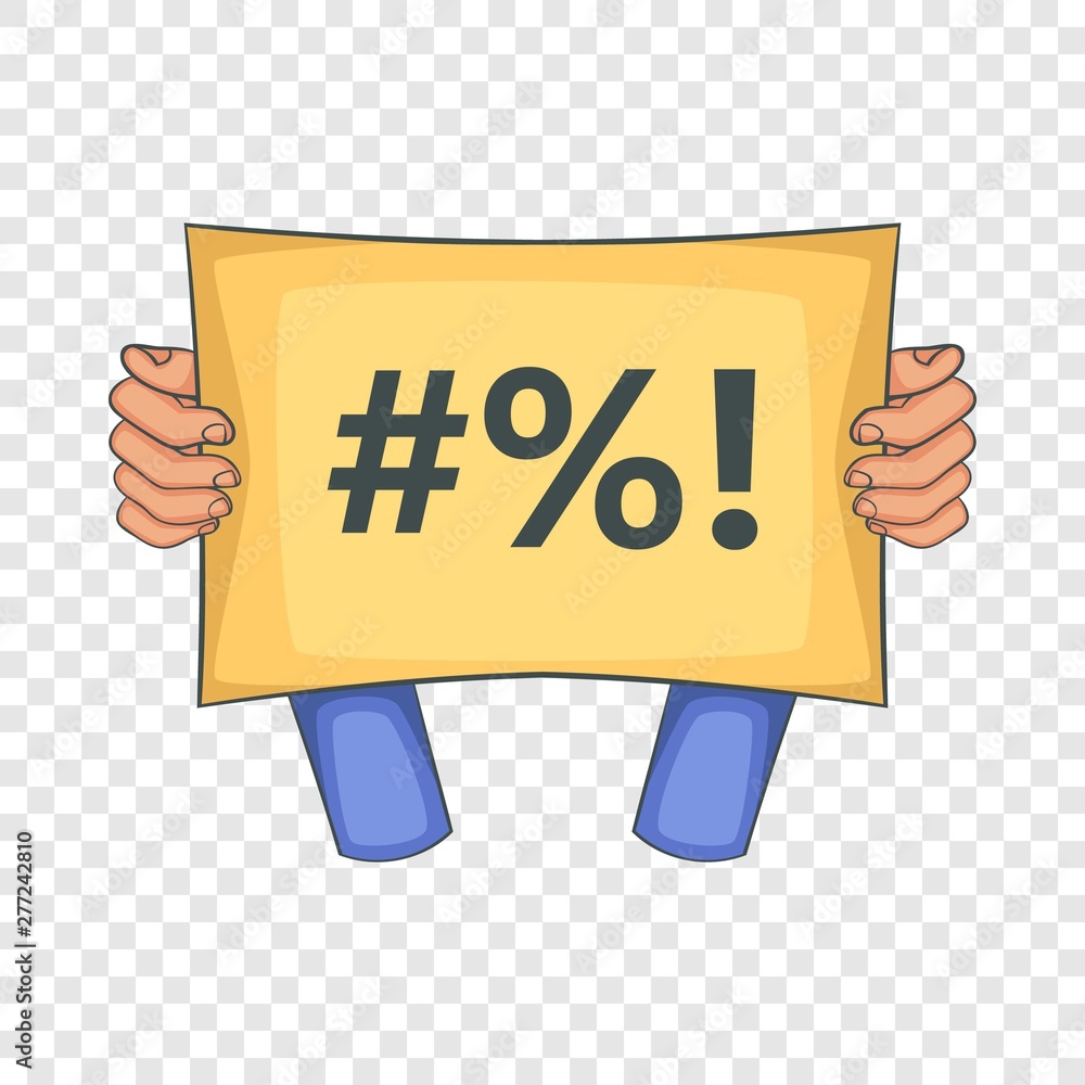Hands Holding Placard Icon Cartoon Illustration Of Hands Holding