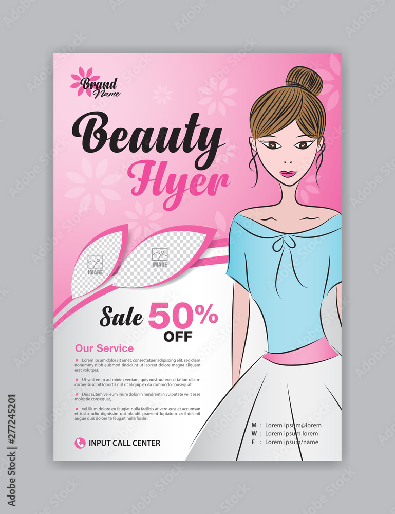 Beauty flyer template, Magazine ad, cosmetics poster, leaflet salon ...