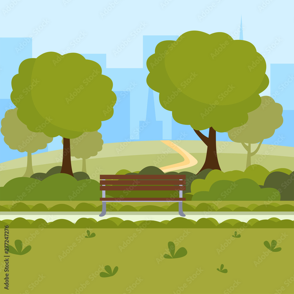 Urban park cartoon vector illustration. Outdoor leisure on nature ...