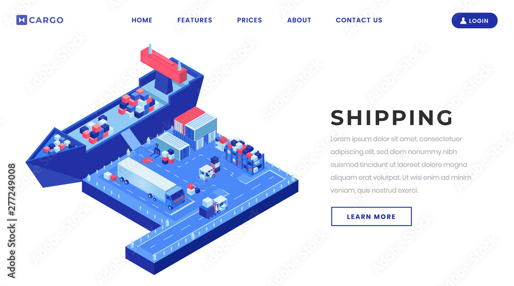 Shipping business landing page vector template. Commercial ...