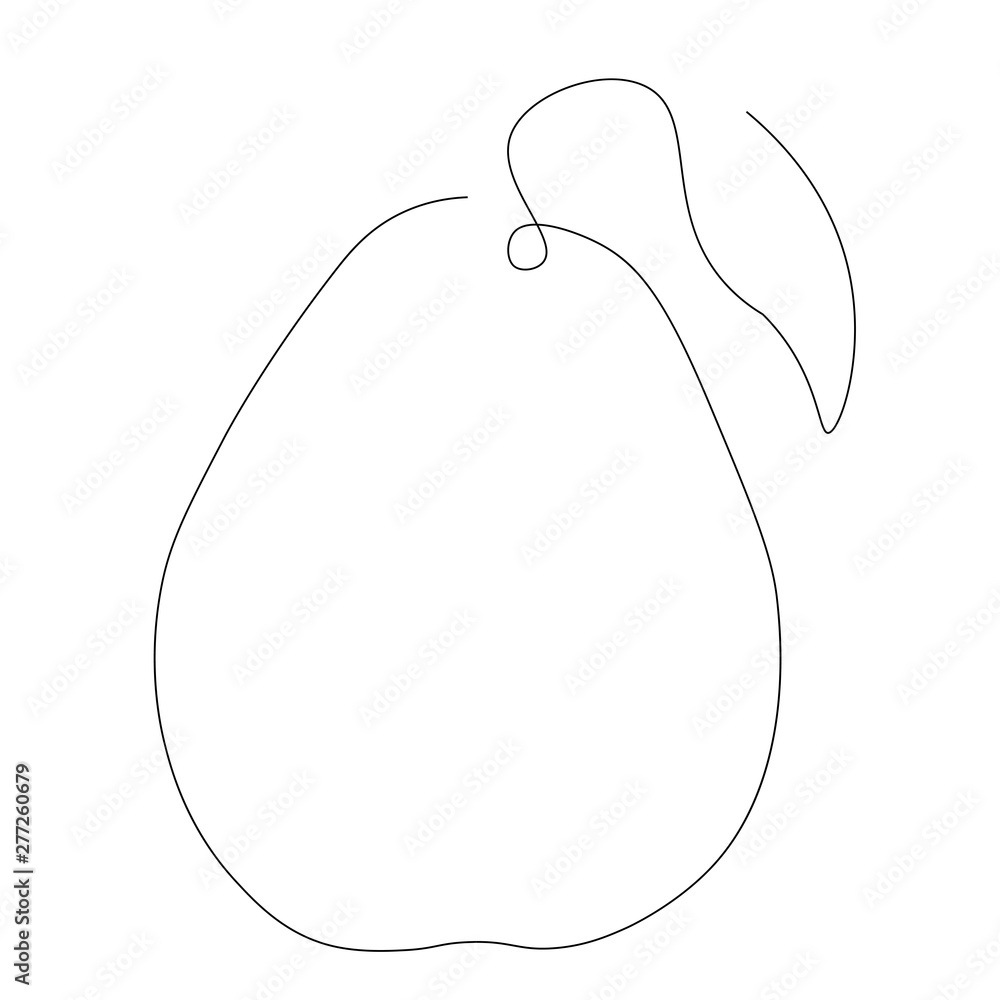 Pear line drawing vector illustration Stock Vector | Adobe Stock