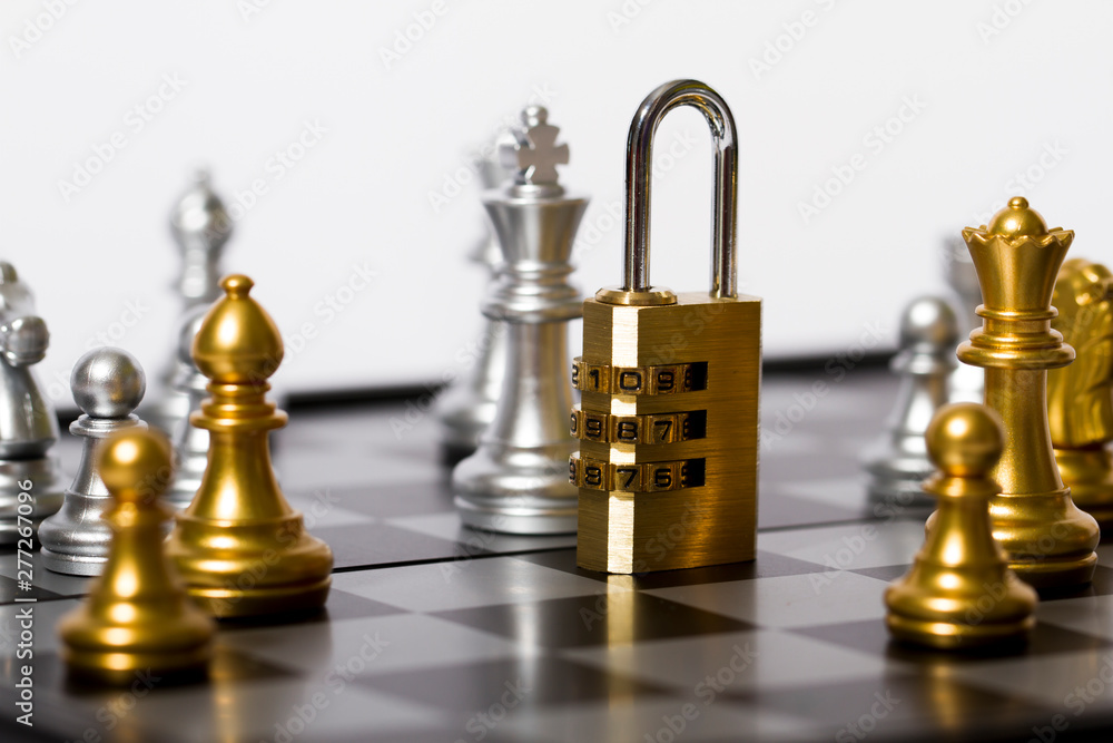 Password lock and chess pieces, safety and security Stock Photo | Adobe ...