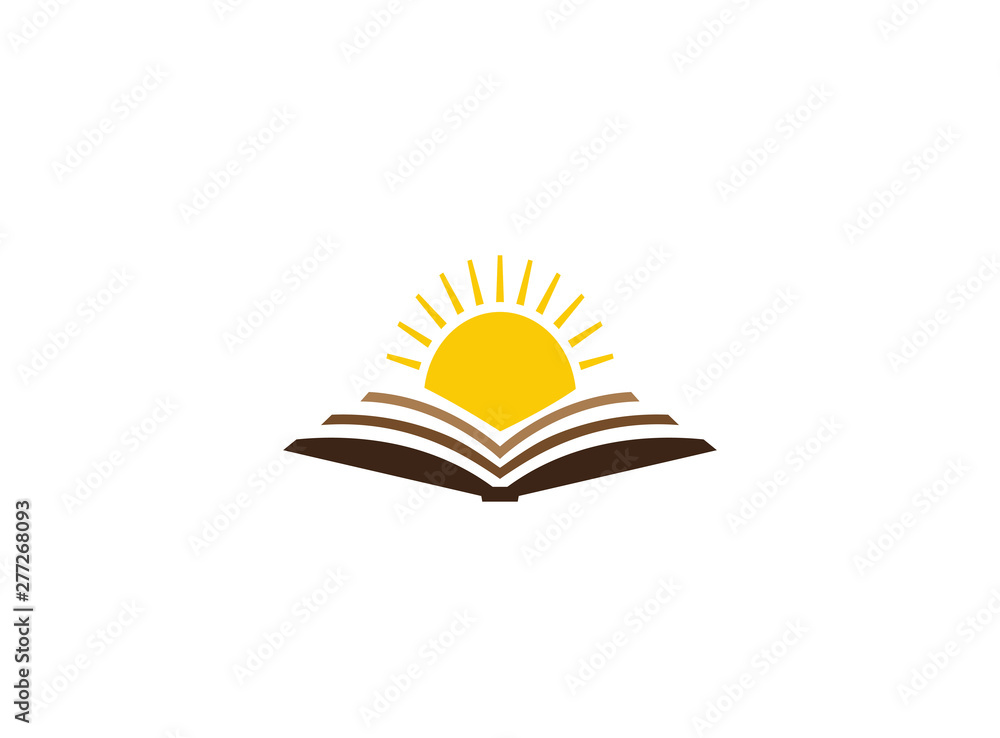 bright sun in an open book for logo design illustration Stock Vector ...
