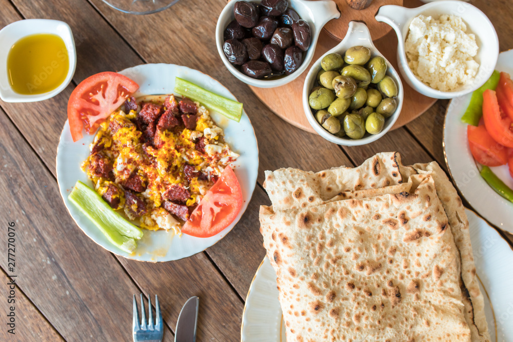 Traditional Turkish Breakfast Table. Turkish Breakfast Food Cuisine ...