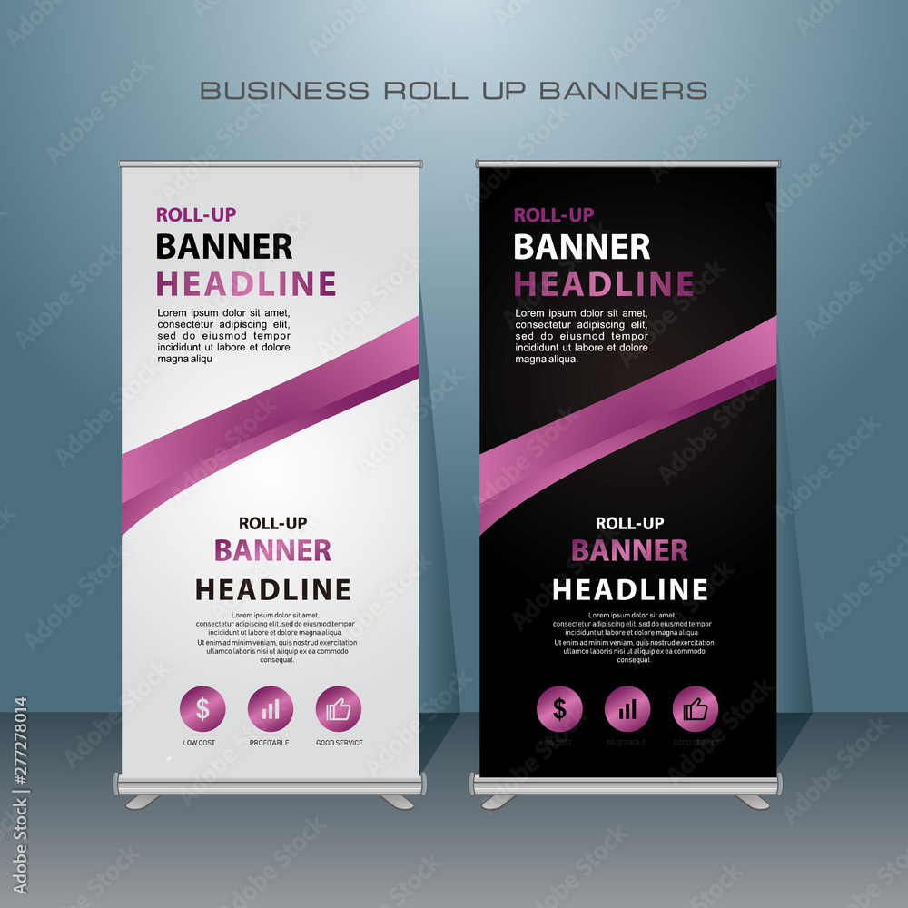 Roll up banner design template, vertical, abstract banner background ...