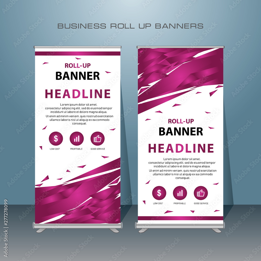 Roll up banner design template, vertical, abstract banner background ...