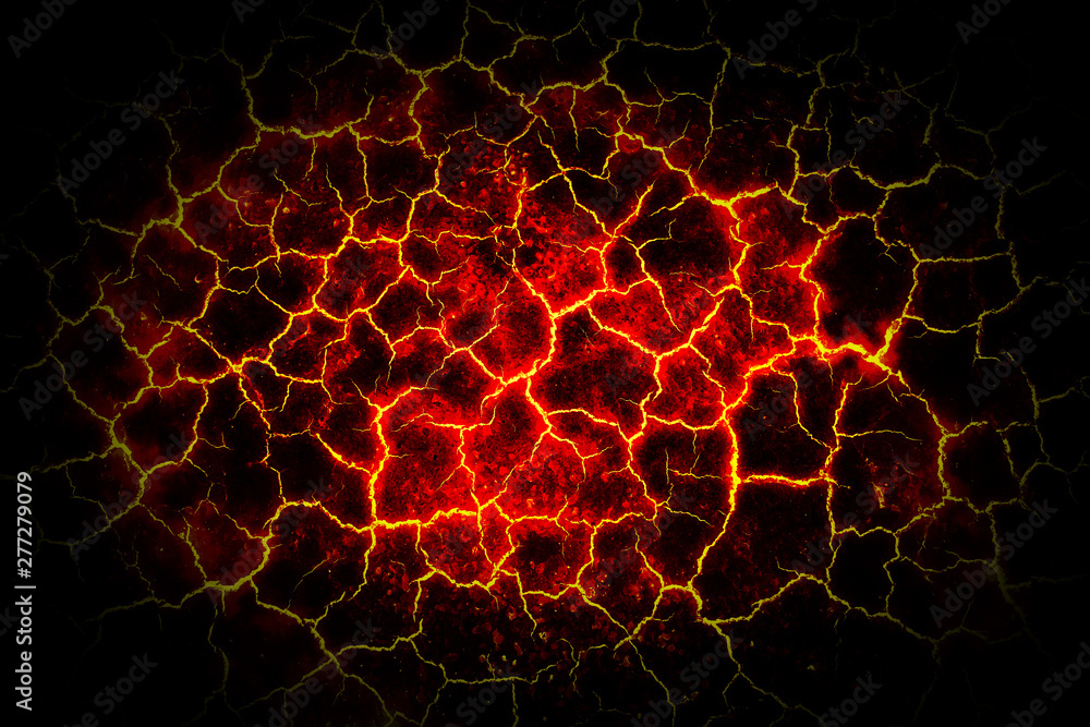 heat red cracked ground texture after eruption volcano Stock ...