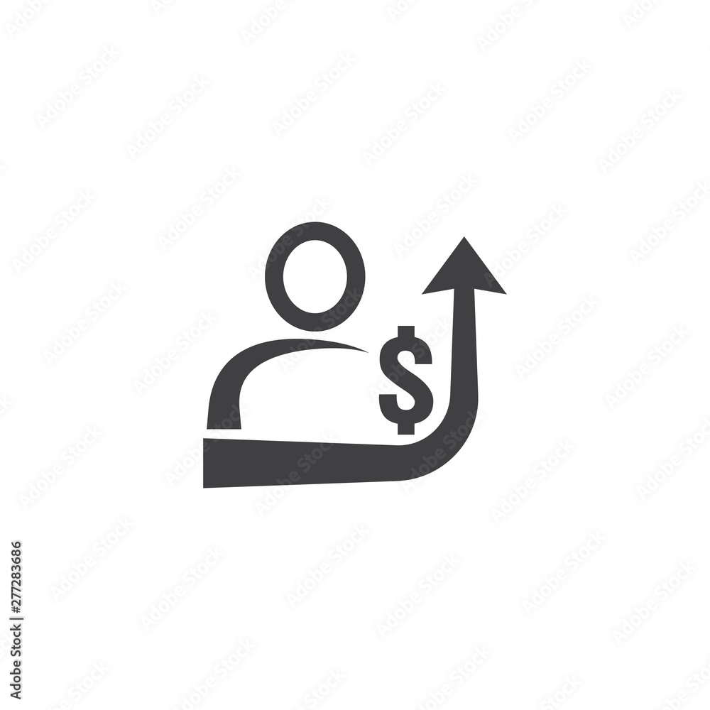 employee salary increase icon on white background with people, arrow up ...