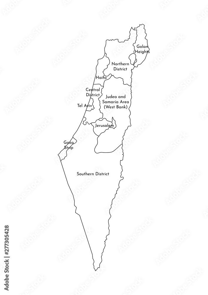 Vector isolated illustration of simplified administrative map of Israel ...
