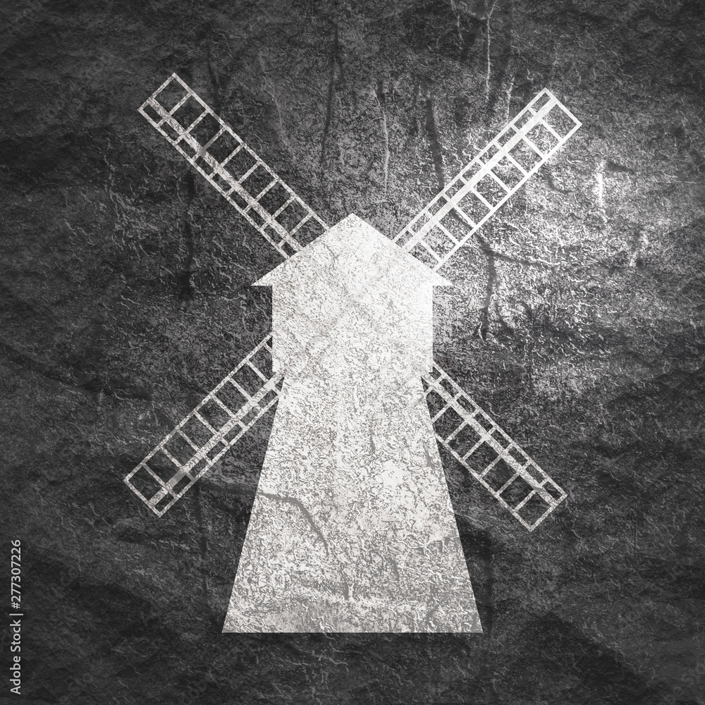 Design of vintage windmill. Emblem with a wooden mill for bakery ...