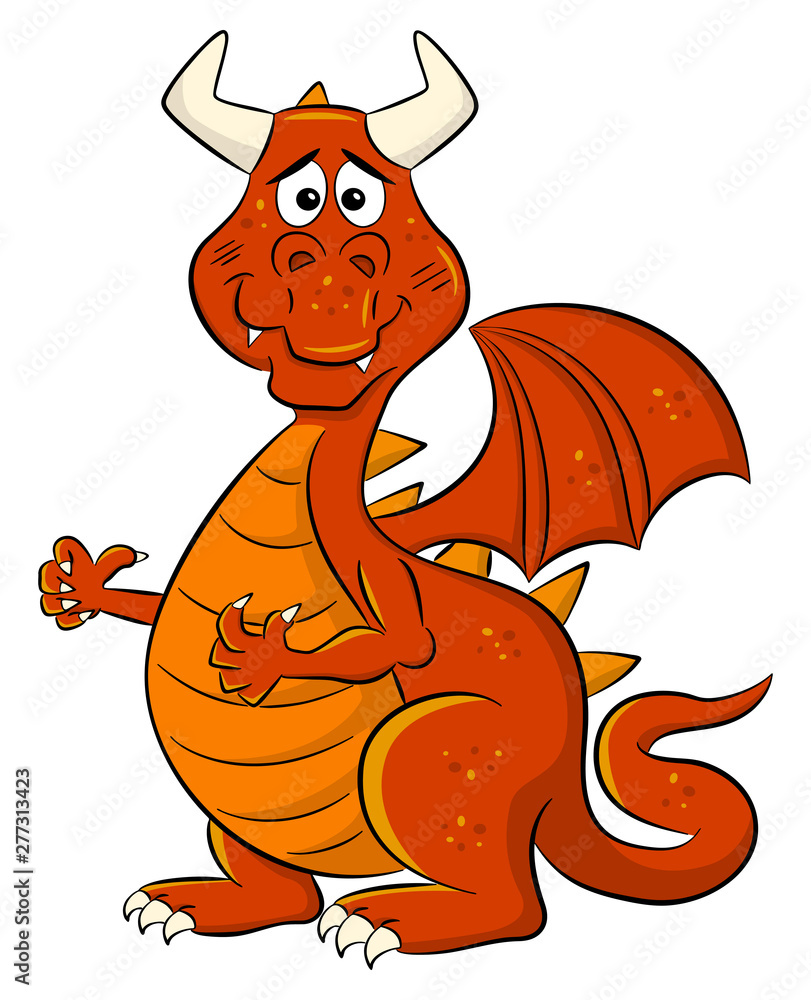 embarrassed grinning cartoon dragon Stock Vector | Adobe Stock