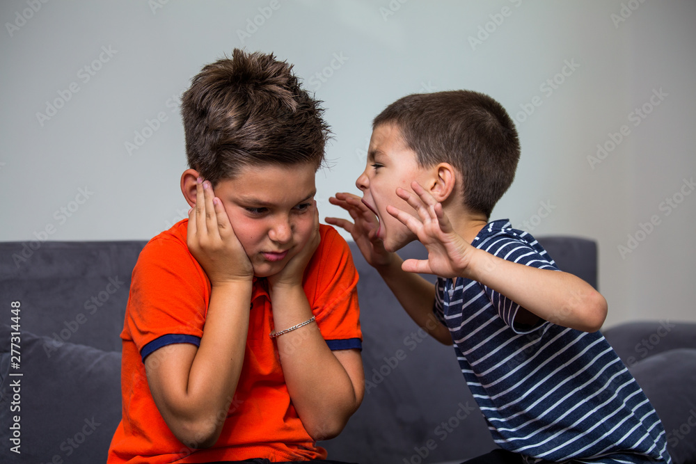 Quarreling kids - boy shouting at his brother. Child shouting loud ...
