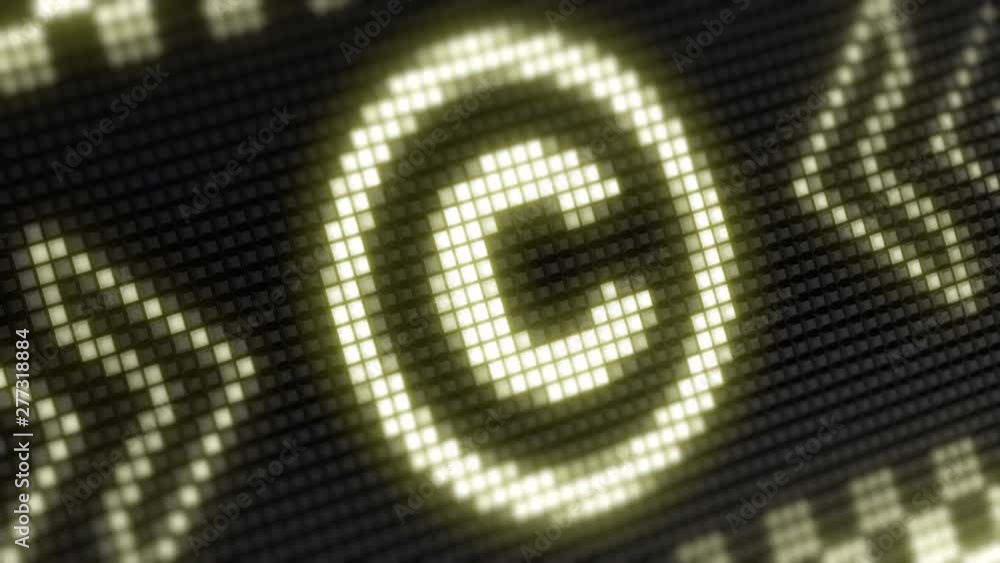 Copyright icon in the Screen. Looping footage has 4K Resolution with ...