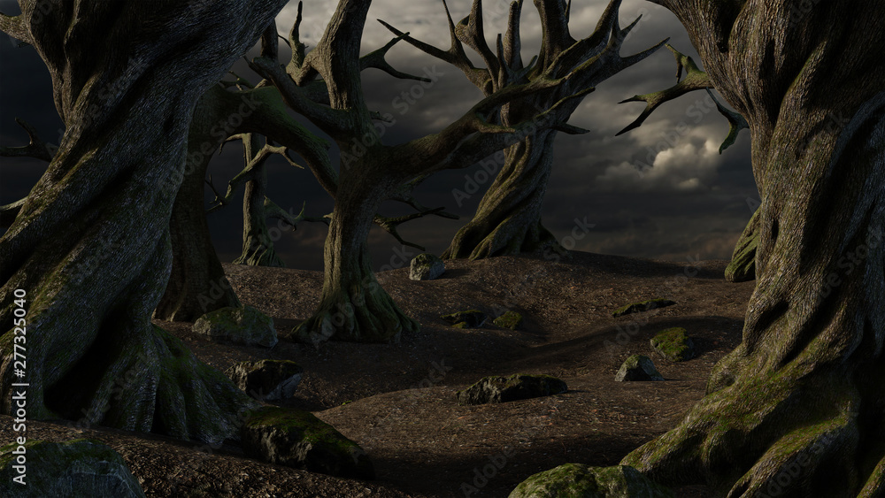 Deep tropical horror mysterious jungle in darkness Stock Photo | Adobe ...