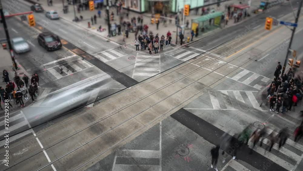 Toronto, Canada, Time Lapse View of Traffic and People Crossing the ...