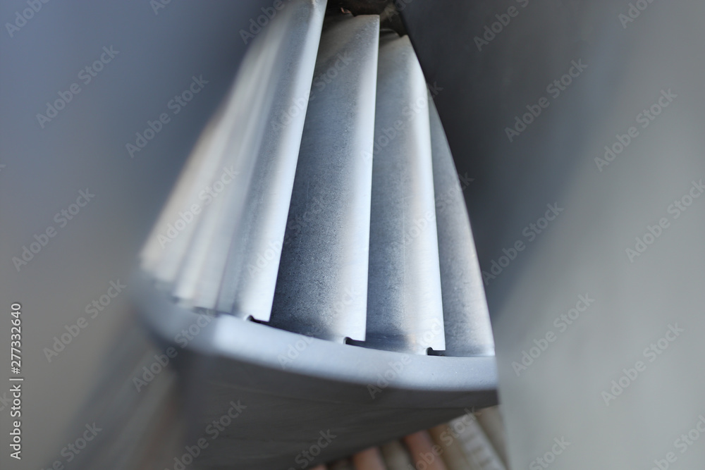 Blades of the inlet guide vanes of the aircraft engine Stock Photo ...