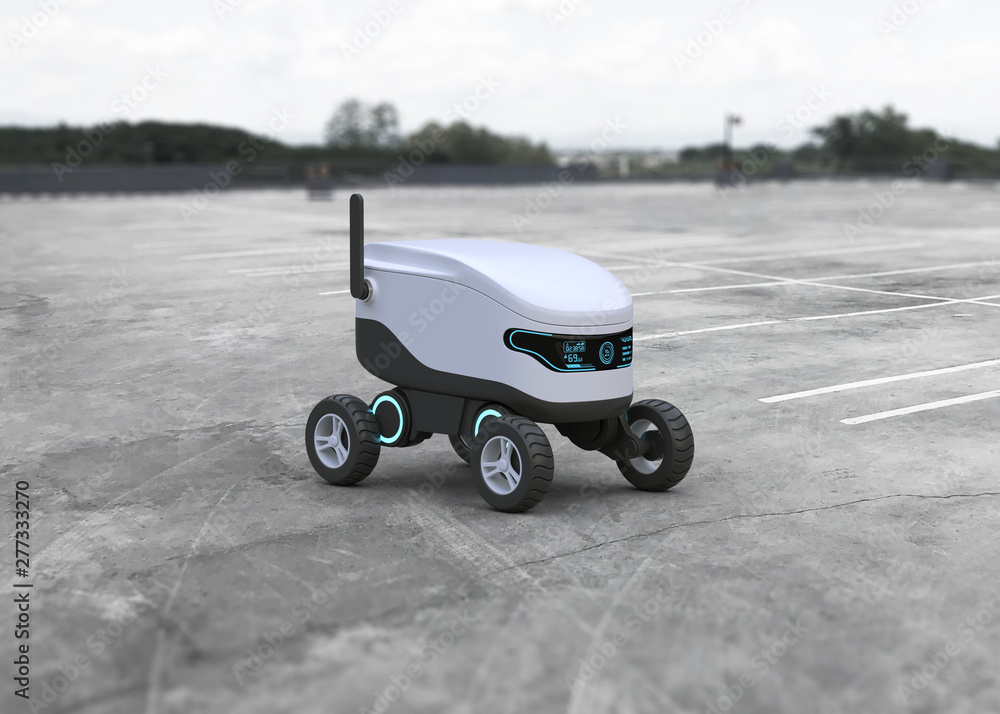 Self-driving delivery robot concept Stock Illustration | Adobe Stock