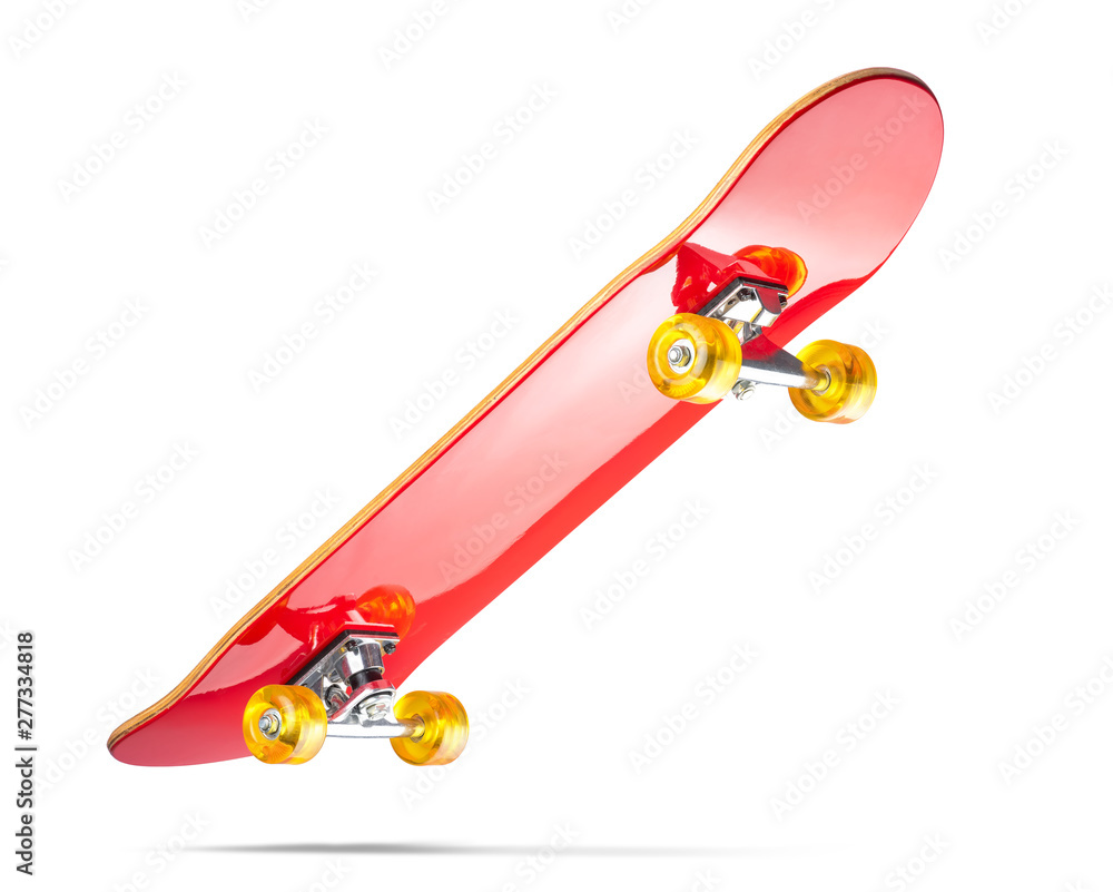 Red skateboard deck, isolated on white background. File contains a path ...