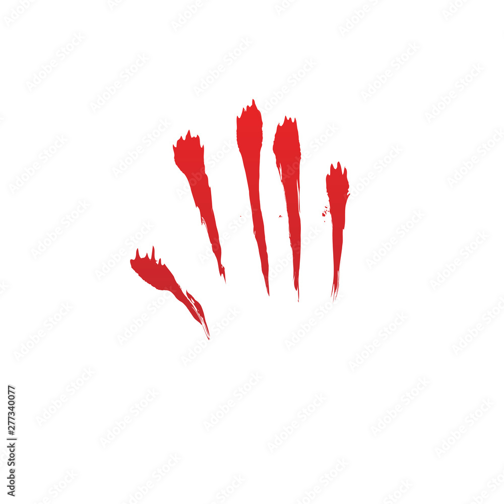 Bloody hand print isolated white background. Horror scary blood dirty ...