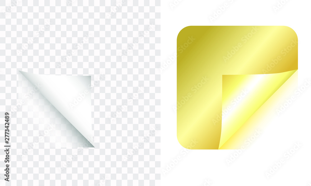 Set of stickers with edges. Cardboard and white paper rounded squares ...