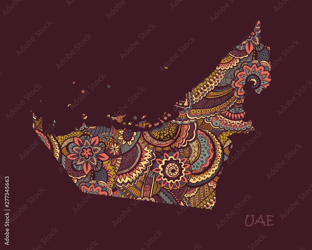 Textured vector map of UAE. Hand drawn ethno pattern Stock Vector ... Textured vector map of UAE. Hand drawn ethno pattern Stock Vector ...
