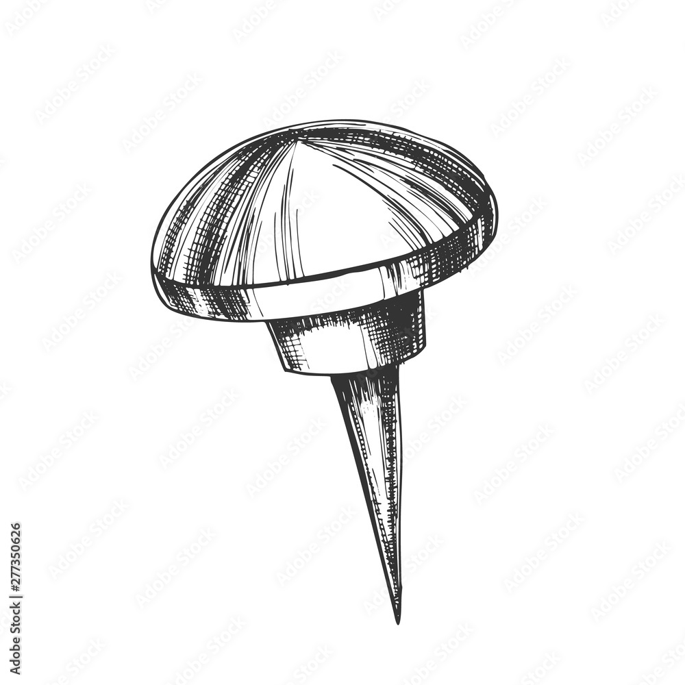 Stationery Thumbtack Climbing Push Pin Vector. Metallic Needle ...