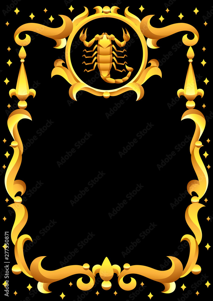 Scorpio zodiac sign with golden frame. Horoscope symbol. Stock Vector ...