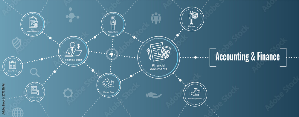 Accountant or Accounting Icon Set & Web Header Banner Stock Vector ...