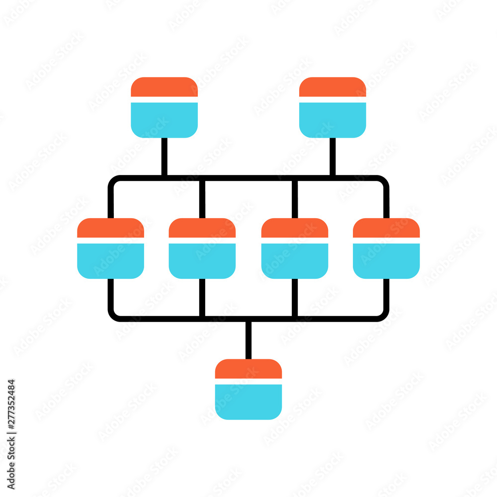 Network diagram color icon. Cluster diagram. Vertices and edges of ...