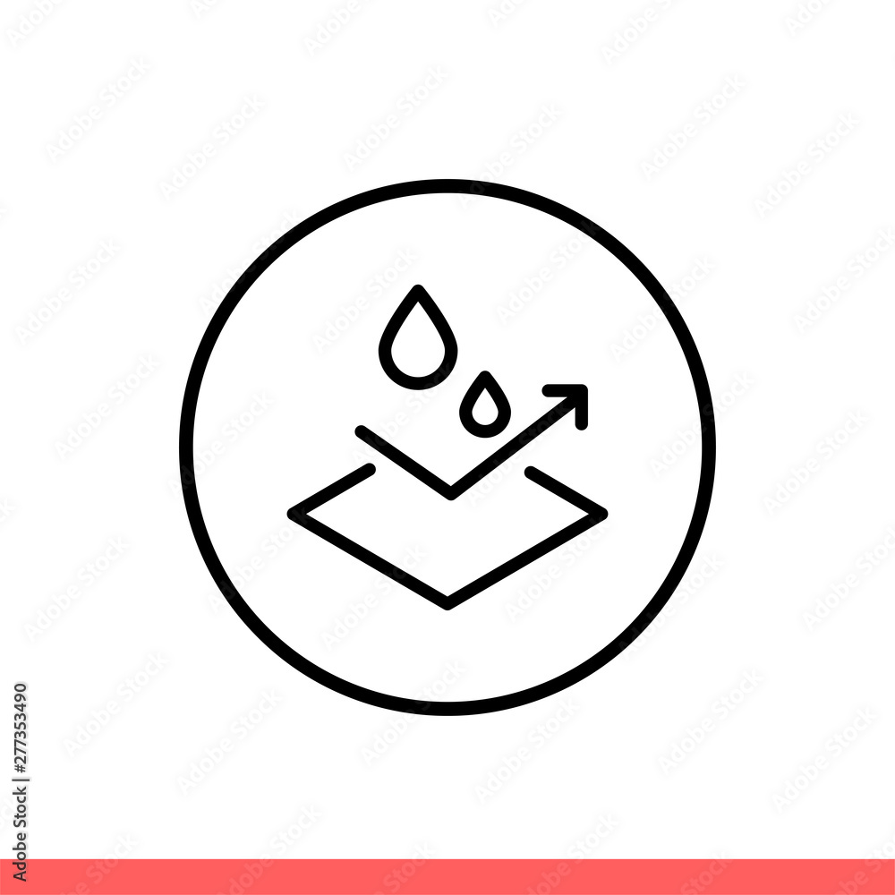 Waterproof vector icon, safety sign. Simple, flat design isolated on ...