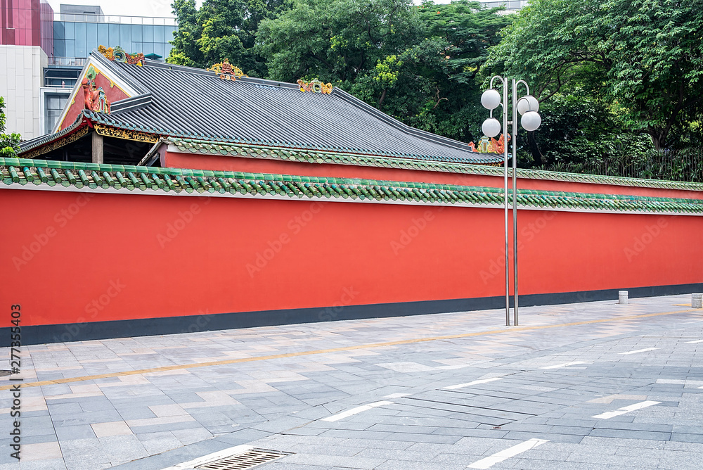 Red Wall and Street Scenery of Ancient Architecture of Foshan Ancestral ...