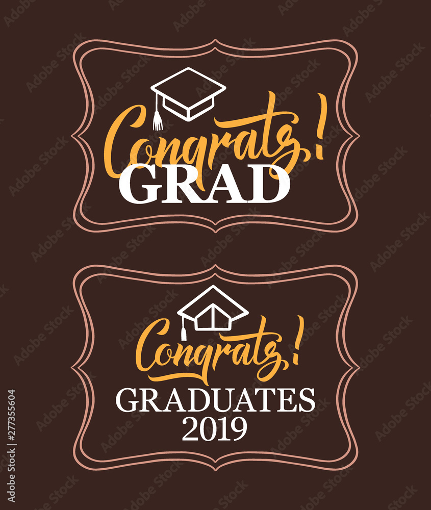 Class of congratulations graduates 2019 hand written lettering. Vector ...