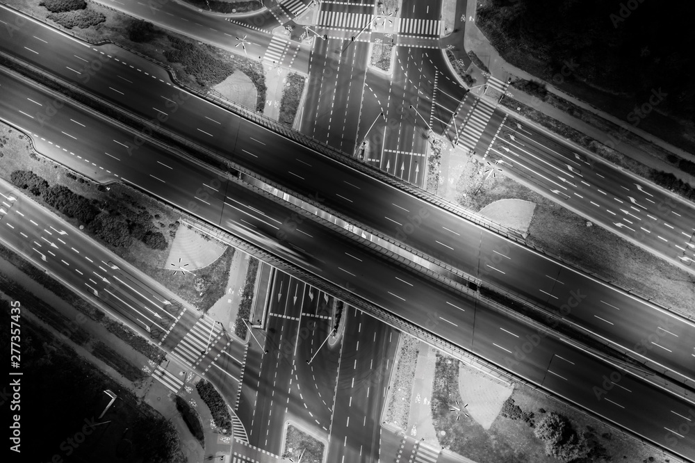 Aerial view of a Unique City Roads and Interchanges, Bangkok Expressway ...