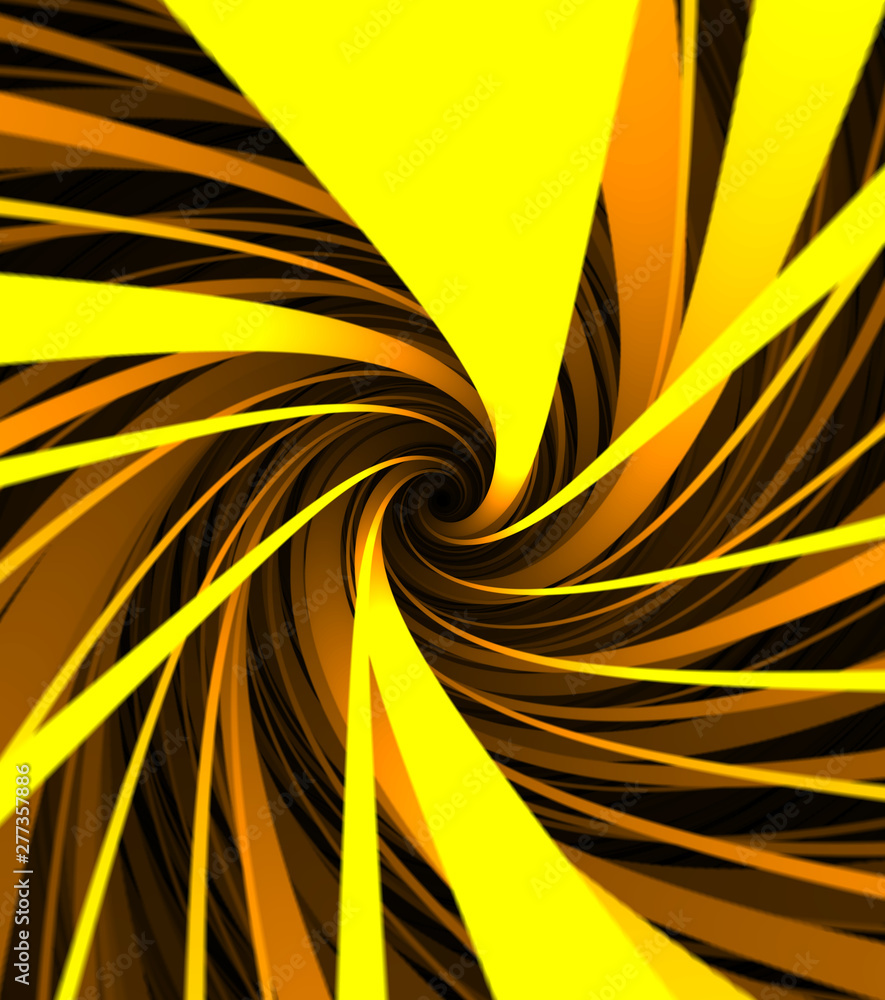 Abstract background with colorful spinning orange and yellow helix, 3D ...