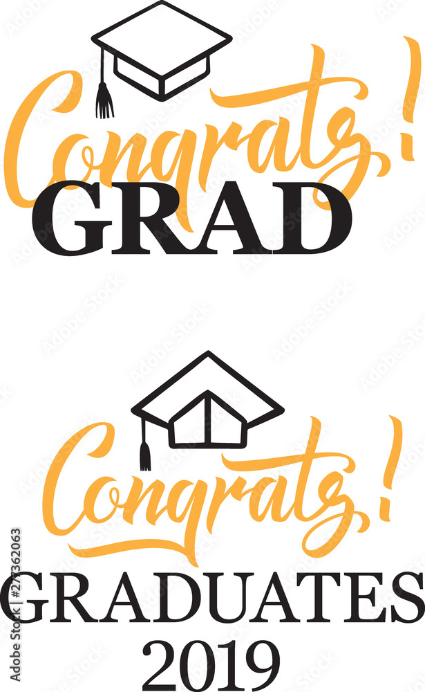 Class of congratulations graduates 2019 hand written lettering. Vector ...